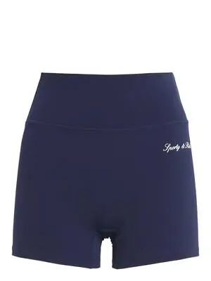 SPORTY & RICH Logo Serif Biker Shorts - Navy