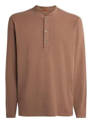 Barena Venezia Cotton Jersey Henley Top - Grey