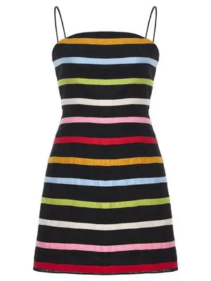 CALA DE LA CRUZ Cala De La Cruz Roma Striped Linen Mini Dress