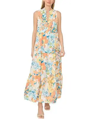 Vince Camuto Sleeveless V-neck Tiered Maxi Dress - Cool Peach