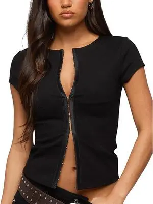 EDIKTED Whitley Hook & Eye Top - Black