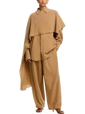 DARKPARK Georgia Wool Cashmere Shirt With Detachable Scarf - Camel