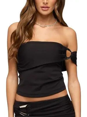 EDIKTED One-shoulder Top With Draped Detail - Black