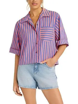 MATTY M Chamber Stripe Top - Flamingo