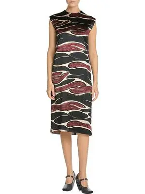 Marni Sleeveless Abstract Print Midi Dress - Black