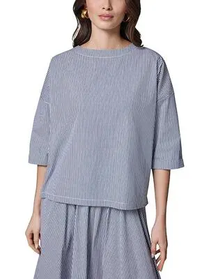 Donna Karan New York Three Quarter Sleeve Striped Top - Nightfall