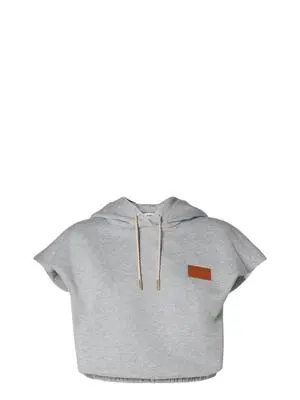 Fendi Sleeveless Drawstring Hooded Mini Sweatshirt - Grigio