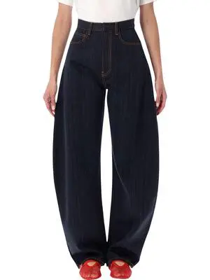 Alaïa Wide Leg Jeans With Wool Lining - Nuit