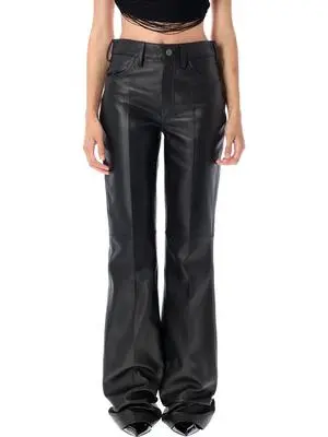 Attico Panelled Leather Trousers - Black
