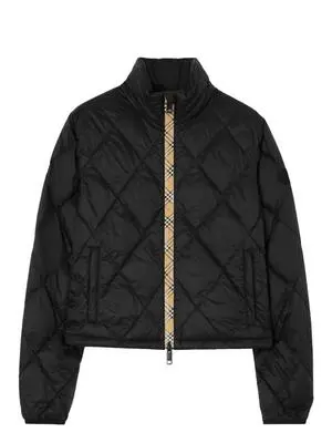 Burberry Packable Quilted Bramford Jacket With House Check Taping - Black