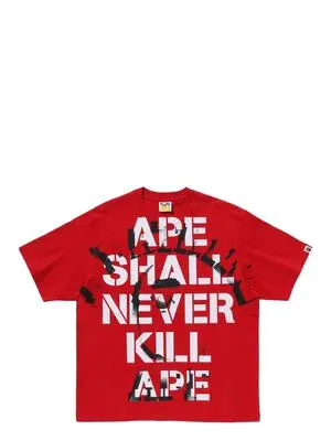 A BATHING APE A Bathing Ape Spray Print College Relaxed Fit T-shirt 'red' Red