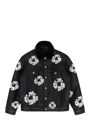 DENIM TEARS X Levi's Leather Cotton Wreath Type Iii Jacket - Black/white