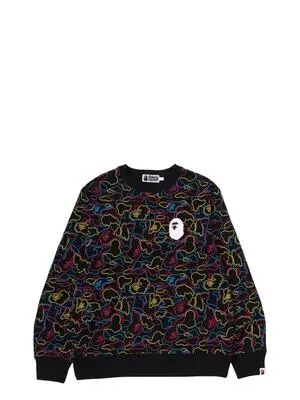 A BATHING APE Neon Camouflage Crewneck Sweatshirt - Multicolor