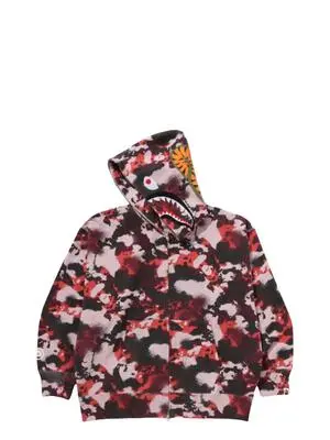 A BATHING APE Camouflage Shark Full Zip Hoodie - Red