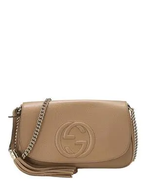 Gucci Grained Leather Soho Crossbody Bag - Beige