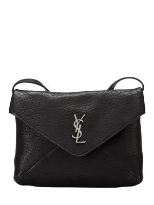 Saint Laurent Lambskin Cassandre Envelope Messenger Bag - Black