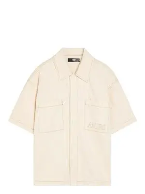 Amiri Logo-embroidered Denim Shirt - Ecru