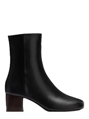 LEMAIRE Round Toe Zip Up Ankle Boots - Black