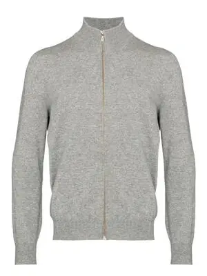 Brunello Cucinelli Cashmere High-neck Zipper Cardigan - Grey