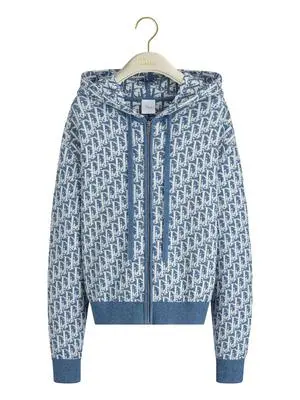 Dior Riviera Zipped Cardigan With Hood - Blue