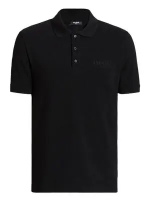 Balmain Embroidered Vintage Logo Polo Shirt - Black