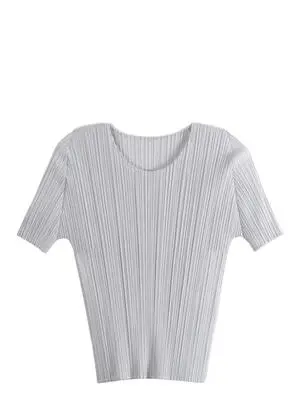 PLEATS PLEASE BY ISSEY MIYAKE Short Sleeve Crewneck Top - Gray