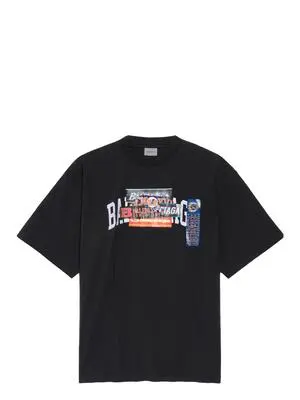 Balenciaga Bumper Stickers Medium Fit T-shirt - Black
