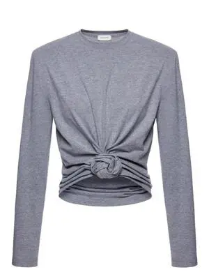 Magda Butrym Magda Butrym Knotted Long Sleeve Jersey Blouse Grey