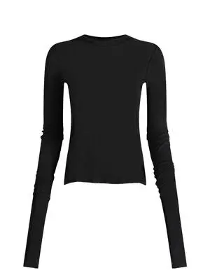 Rick Owens Long Sleeve Ribbed Hoodie - Black