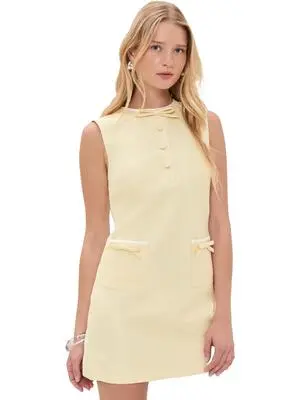 SELF-PORTRAIT Taffeta Bow Mini Dress - Yellow