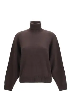 Brunello Cucinelli Cashmere Turtleneck Cropped Sweater - Brown