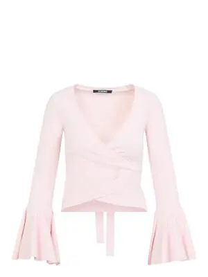 Jacquemus JACQUEMUS La Maille Paysan Wrap Top With Flared Cuffs Multicolor