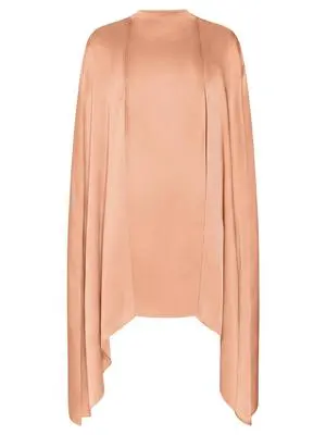 Lapointe Satin Cape Sleeve Mini Dress - Dune