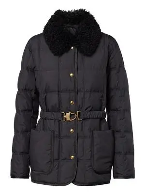 Moncler Cygnus Quilted Down Jacket With Detachable Collar And Belt - Black