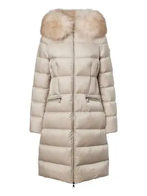 Moncler Boedic Down Coat With Shearling Trim - Beige