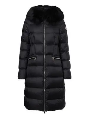 Moncler Shearling-trimmed Down Coat - Black