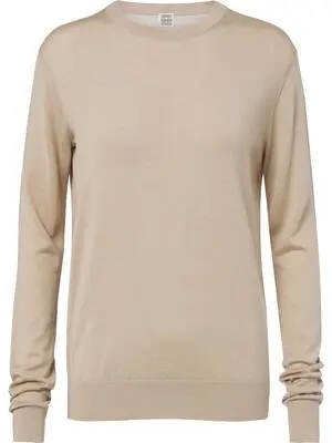 TOTEME Cashmere And Silk Crewneck Sweater - Beige