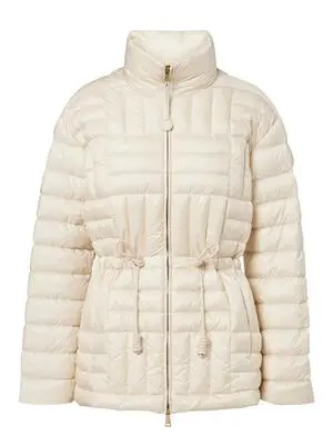 Moncler Antigones Quilted Down Jacket With Leather Trim - White