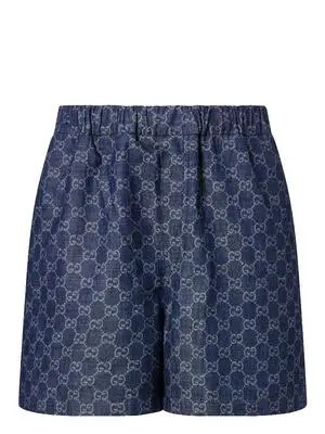 Gucci Gg Monogram Denim Shorts - Blue