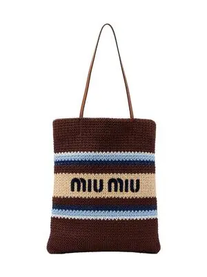 Miu Miu Striped Raffia-effect Shopper - Multicoloured