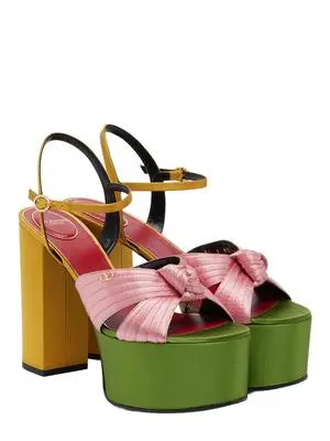 Valentino Garavani And Green Satin Platform Sandals - Multicoloured