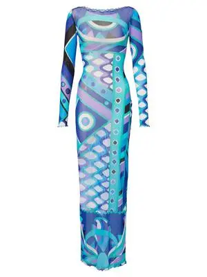 Emilio Pucci Vivara Ruffled Tulle Maxi Dress - Multicoloured