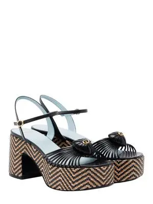 Valentino Garavani Leather Platform Sandals - Black