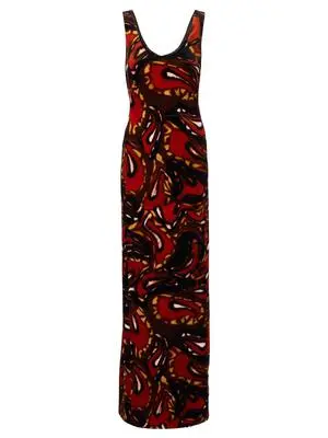 Dries Van Noten Dries Van Noten Printed Cotton-Blend Velvet Maxi Dress Multicoloured