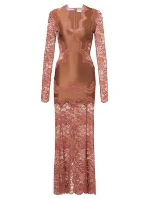 Rabanne Paco Rabanne Lace And Satin Maxi Dress Pink