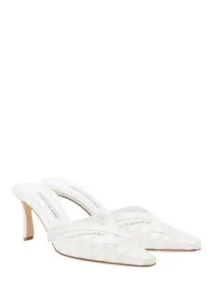 Manolo Blahnik Voluptia Organza Mules - White
