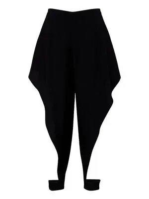 Alaïa Cutout Ruffled Tapered Pants - Black