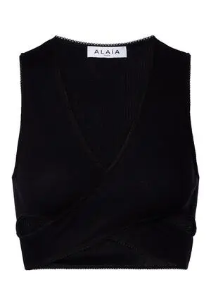 Alaïa Ribbed-knit Jersey Crop Top - Black