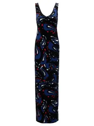 Dries Van Noten Dries Van Noten Printed Cotton-Blend Velvet Maxi Dress Blue