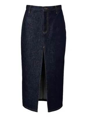 Khaite Denim Midi Skirt With Slit - Blue